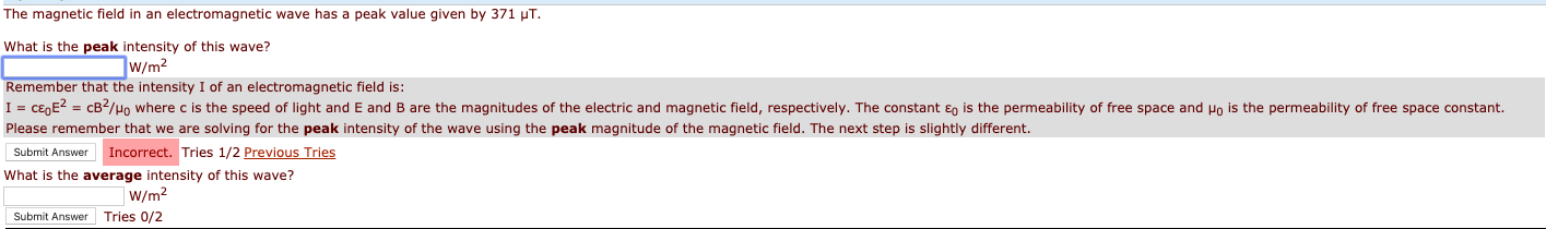 Solved The magnetic field in an electromagnetic wave has a | Chegg.com