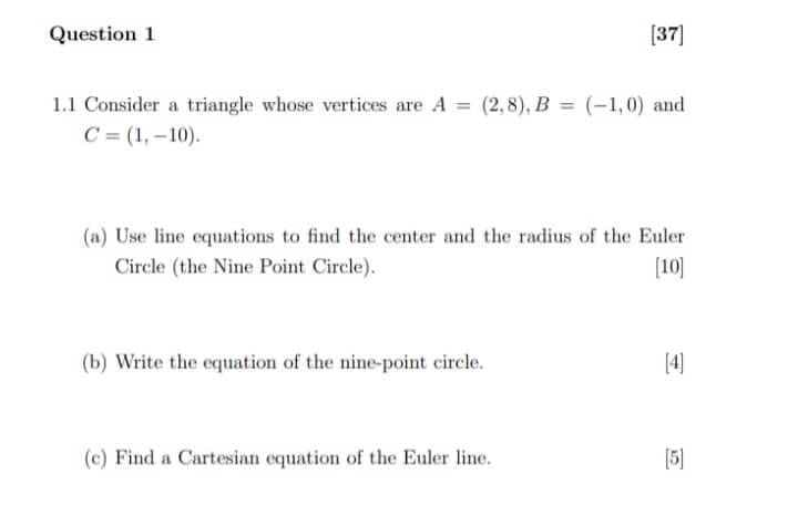 Solved Question 11.1 ﻿Consider a triangle whose vertices are | Chegg.com