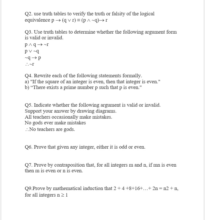 Solved Q2. use truth tables to verify the truth or falsity | Chegg.com