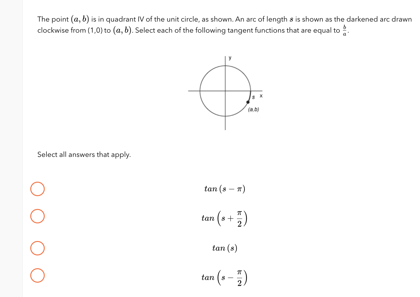 solved-the-point-a-b-is-in-quadrant-iv-of-the-unit-chegg