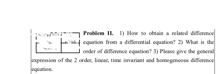 Solved Problem II. 1) How to obtain a related difference - | Chegg.com