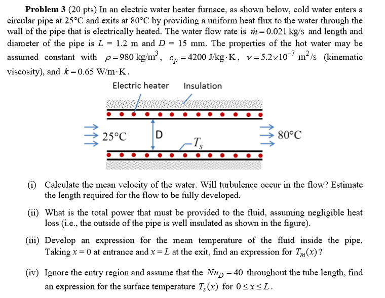 Solved Problem 3 (20 pts) In an electric water heater | Chegg.com