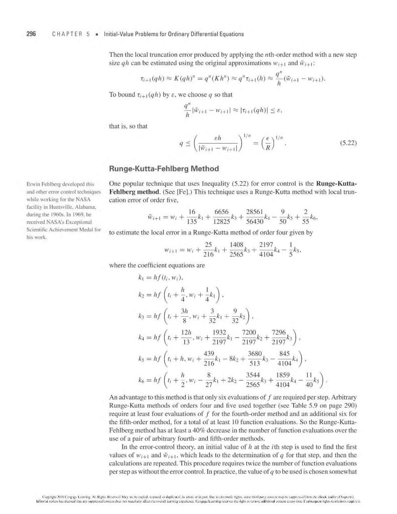 Solved 5.5 Error Control and the Runge-Kutta-Fehlberg Method | Chegg.com