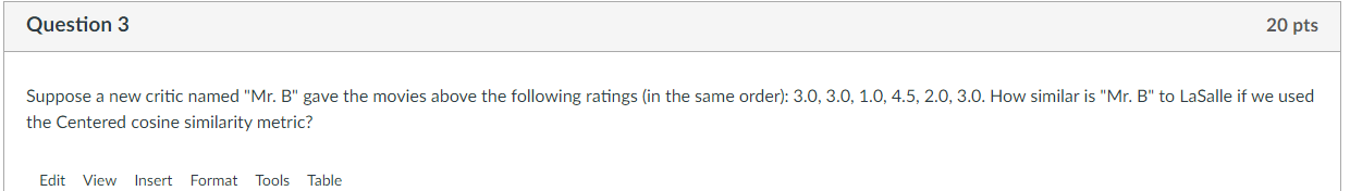 Solved Consider the following movie ratings. Answer the | Chegg.com