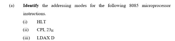(a) Identify the addressing modes for the following | Chegg.com