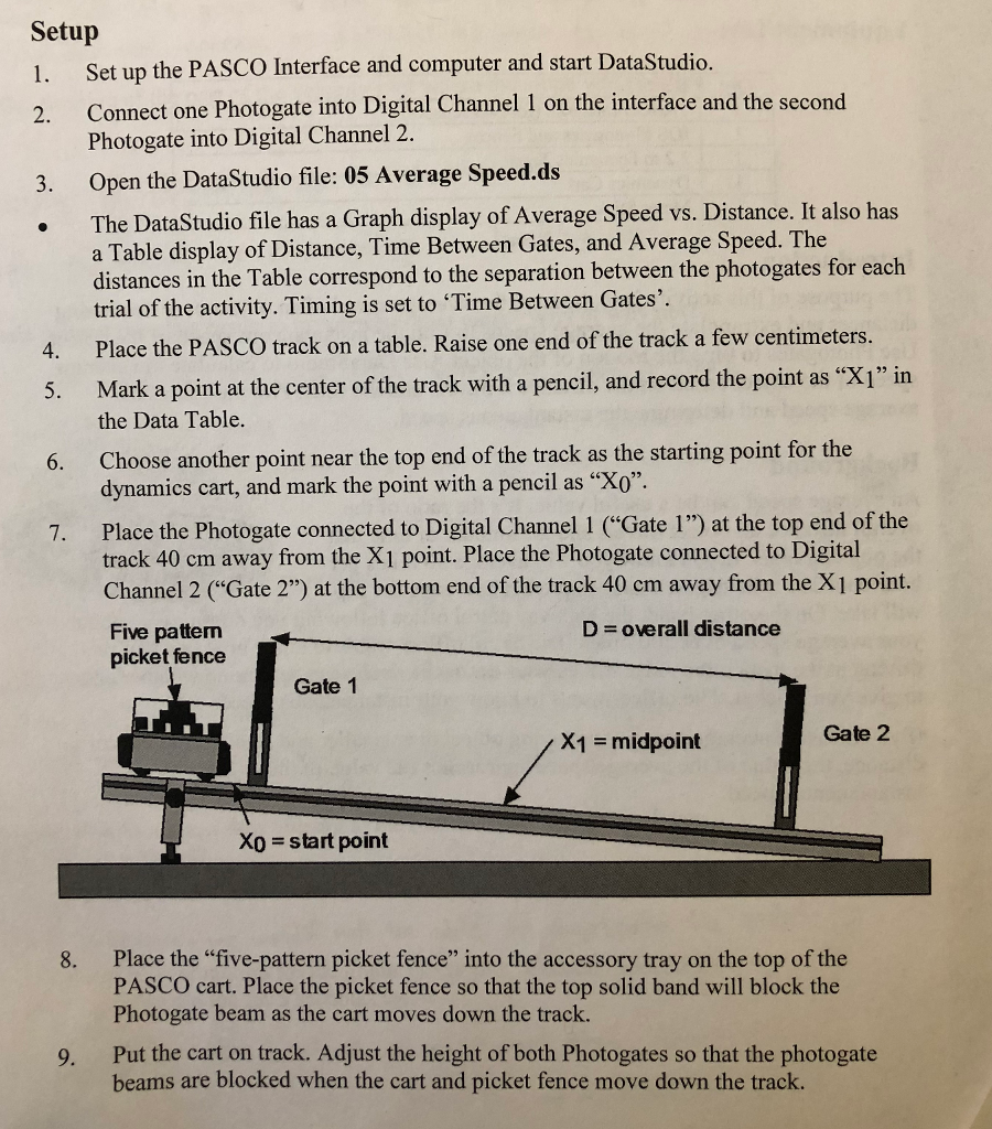 Solved Setup 1. Set up the PASCO Interface and computer and | Chegg.com