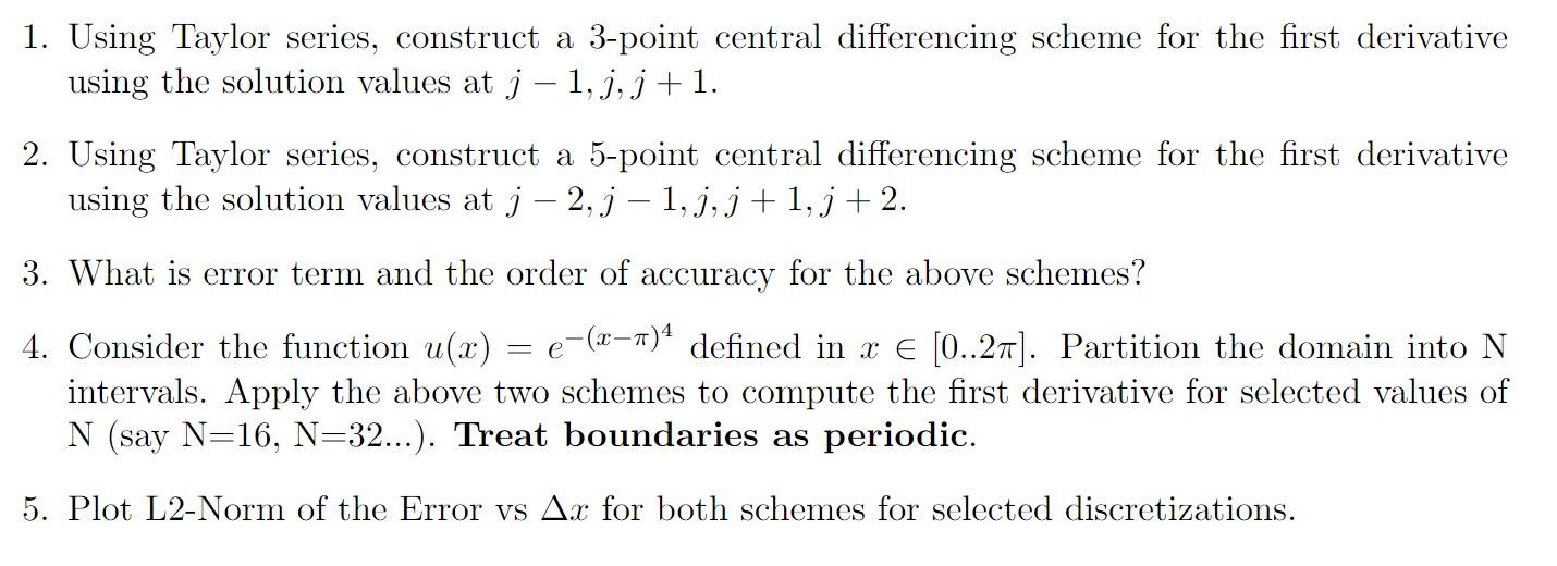 1. Using Taylor series, construct a 3-point central | Chegg.com
