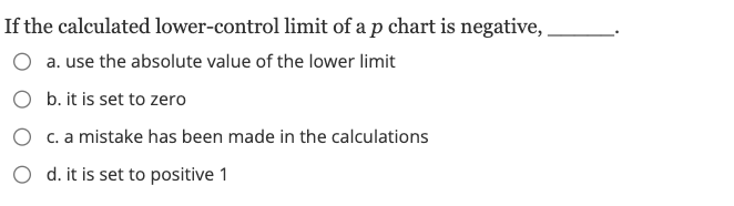 Solved If the calculated lower-control limit of a p chart is | Chegg.com