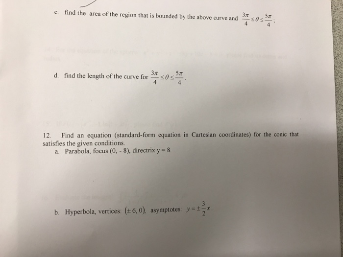 Solved Find an equation (standard-form equation in Cartesian | Chegg.com