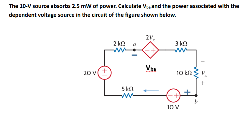 Solved The \( 10-\mathrm{V} \) ﻿source absorbs 2.5 ﻿mW of | Chegg.com