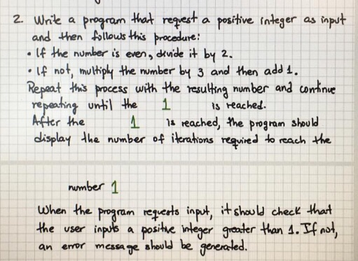 Solved 2. Write a program that request a positive integer as | Chegg.com