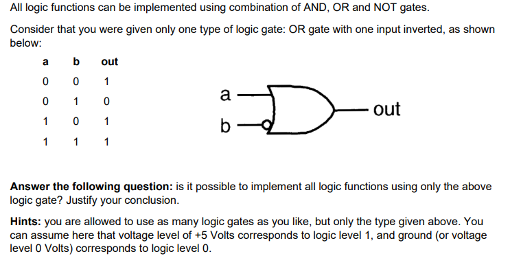 Solved All logic functions can be implemented using | Chegg.com