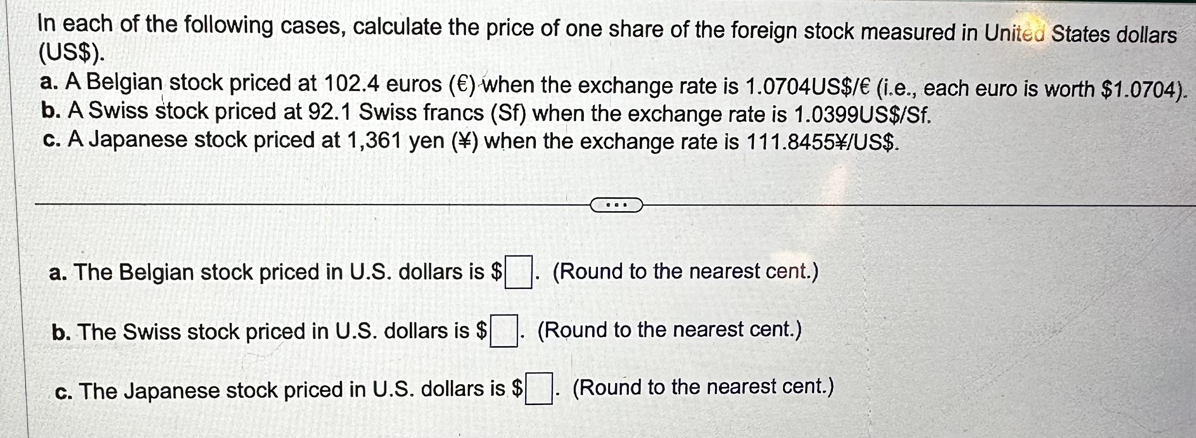 Solved In each of the following cases, calculate the price | Chegg.com