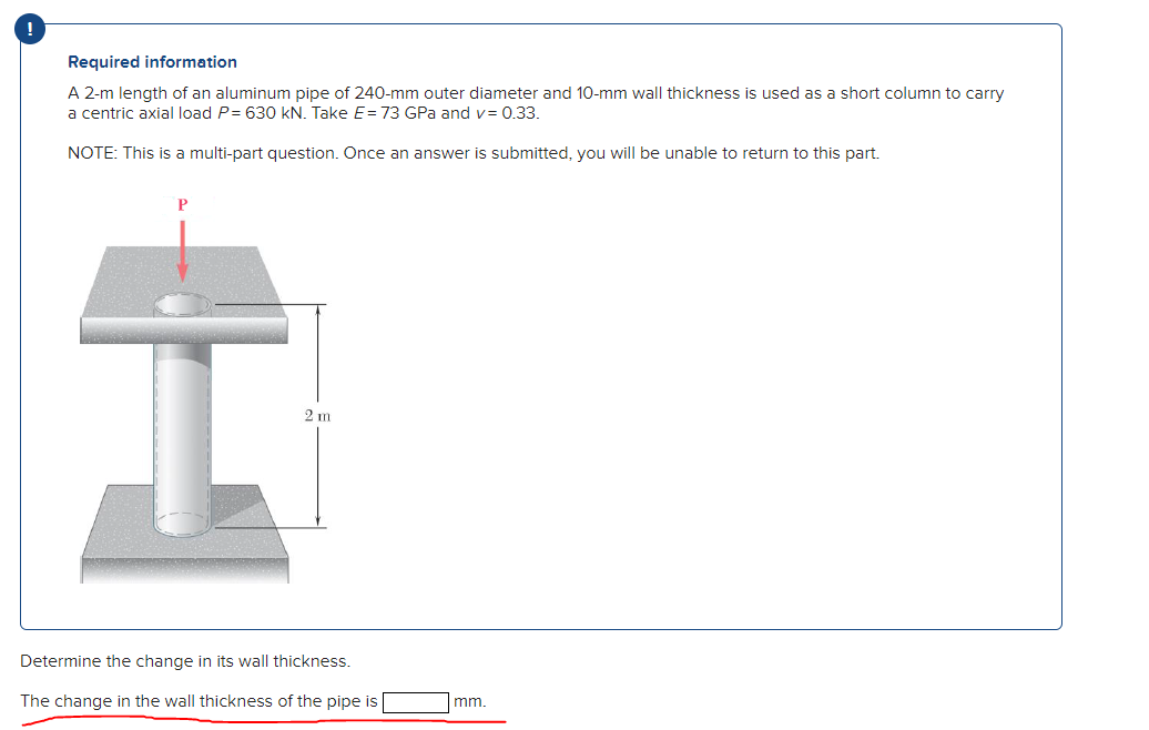 Solved Required information A 2-m length of an aluminum pipe | Chegg.com