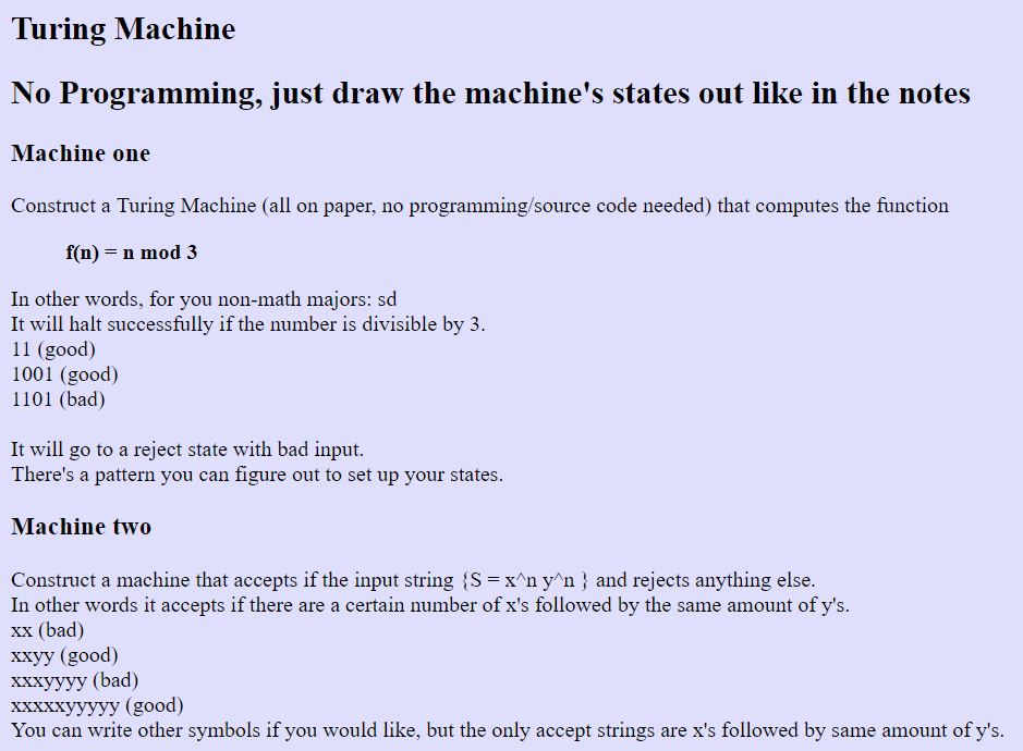 Solved Turing Machine No Programming, just draw the | Chegg.com