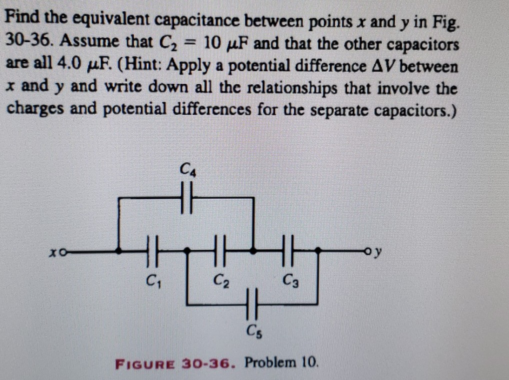 Solved Find the equivalent capacitance between points x and | Chegg.com