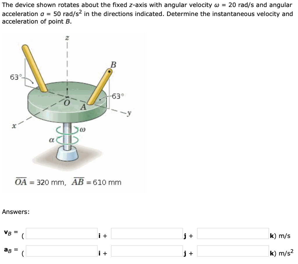Solved The device shown rotates about the fixed z-axis with | Chegg.com Solved The device shown rotates about the fixed z-axis with | Chegg.com