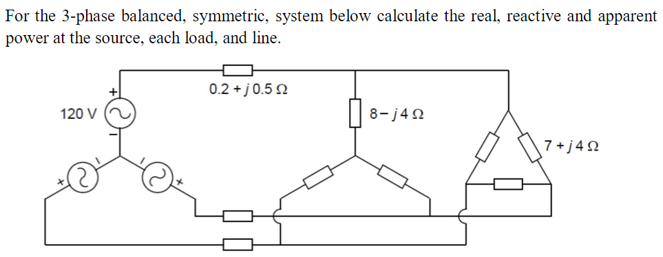Solved For the 3-phase balanced, symmetric, system below | Chegg.com