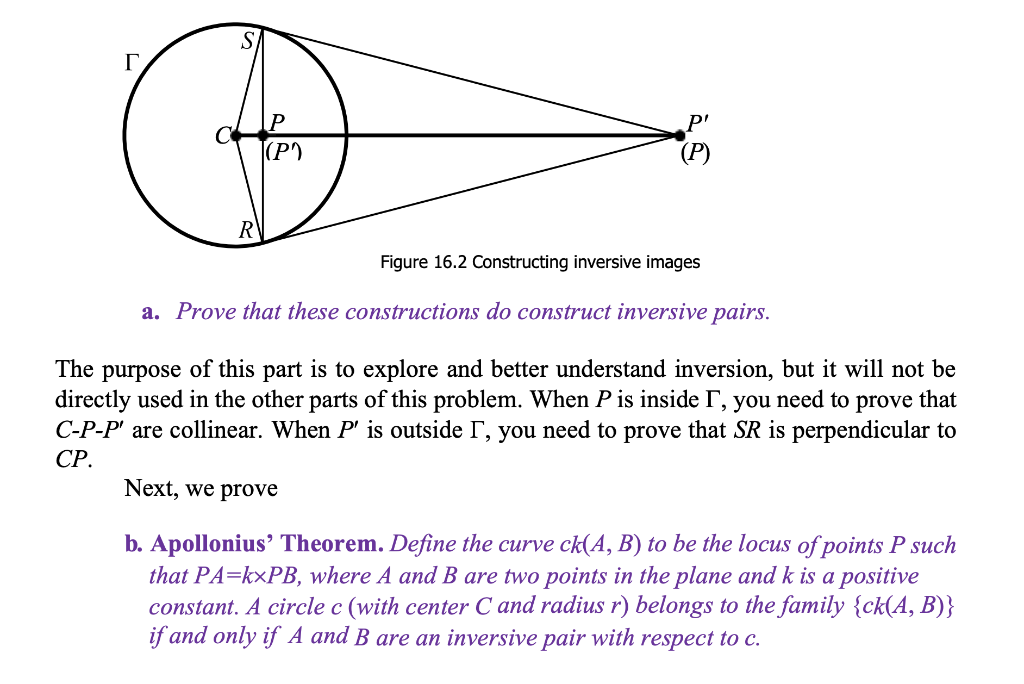 Solved Figure 16.2 Constructing inversive images a. Prove | Chegg.com