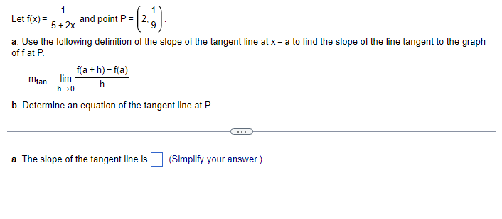 Solved Let f(x)=5+2x1 and point P=(2,91). a. Use the | Chegg.com