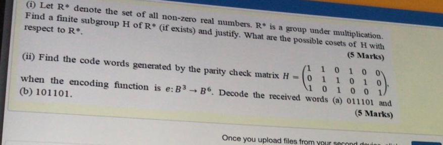 (i) Let R* denote the set of all non-zero real | Chegg.com