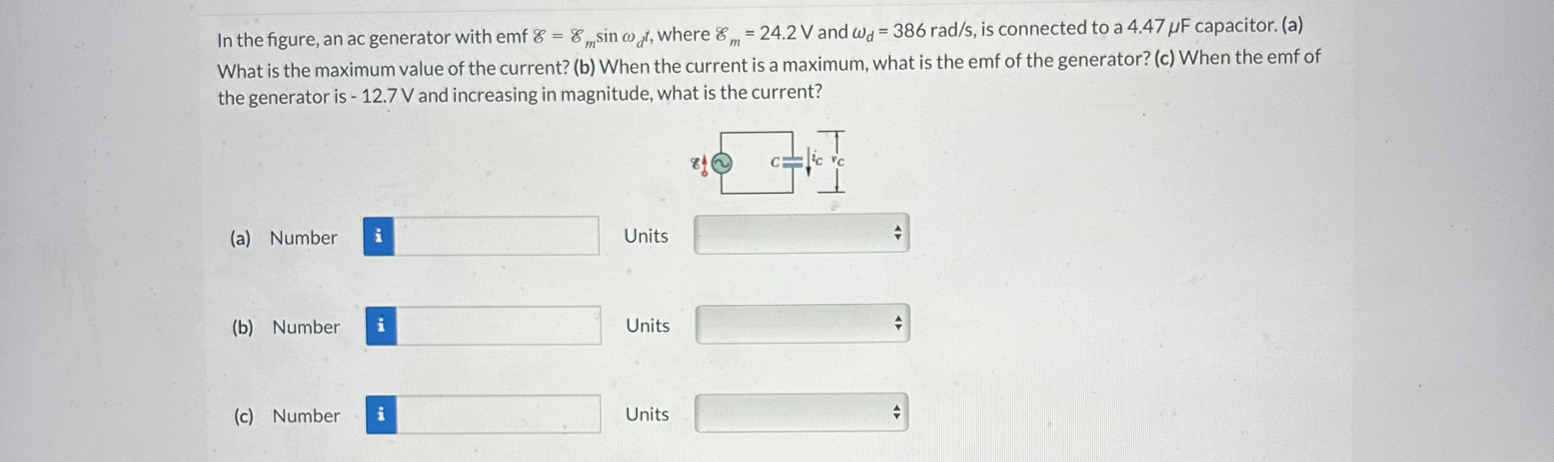 Solved In the figure, an ac generator with emf E=Emsinωdt, | Chegg.com