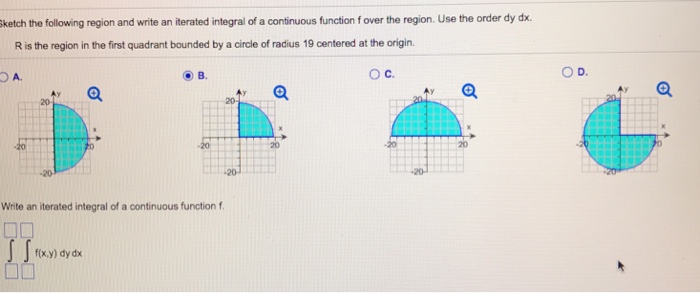 Solved Sketch the following region and write an iterated | Chegg.com