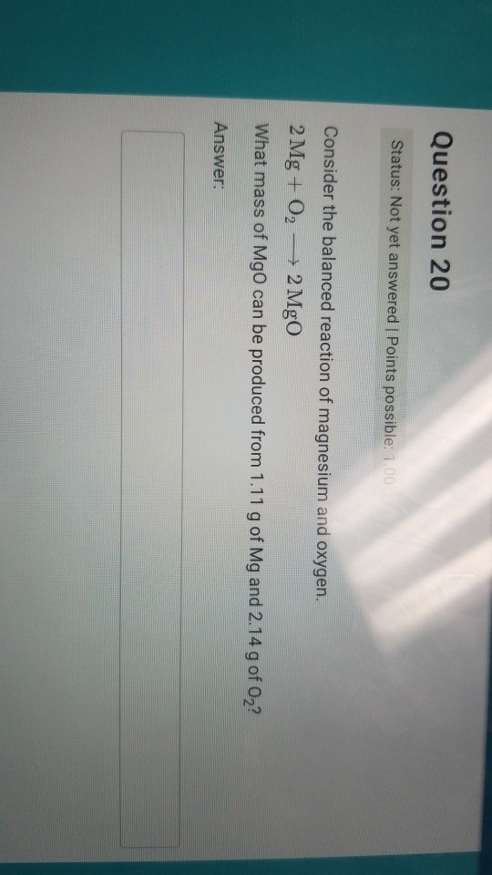 Solved Question 20 Status: Not yet answered | Points | Chegg.com