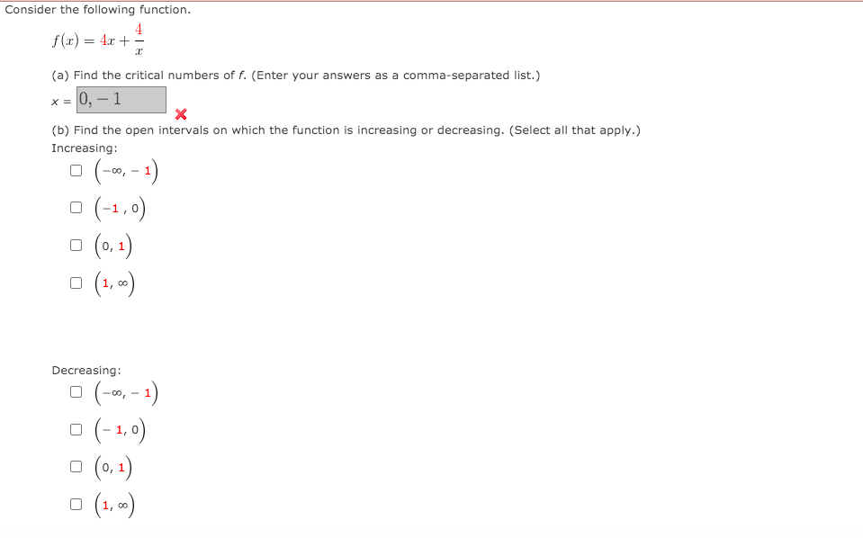 Solved Consider the following function. 4 f(x) = 4.c + (a) | Chegg.com