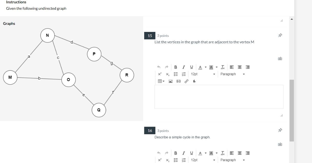 Solved Instructions Given the following undirected graph 15 | Chegg.com