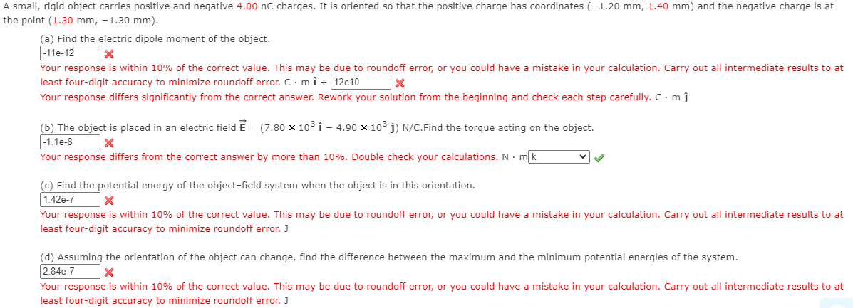 Solved A small, rigid object carries positive and negative | Chegg.com