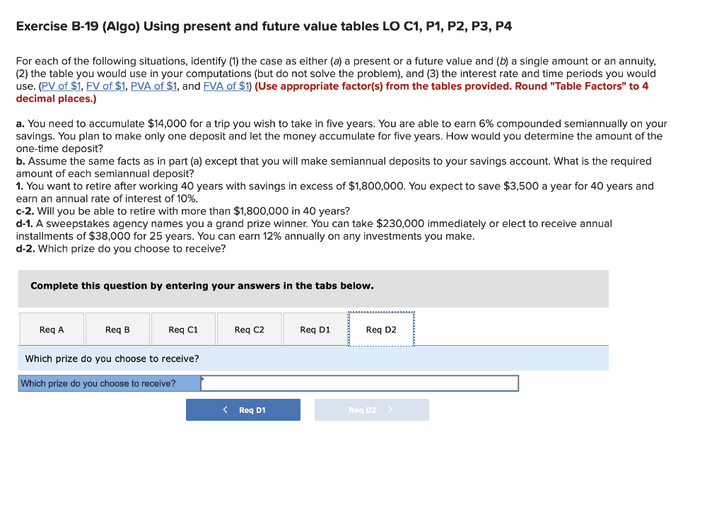 Solved Exercise B-19 (Algo) Using present and future value | Chegg.com