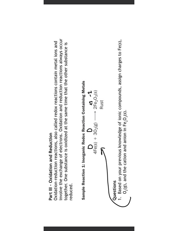 Solved Part III - Oxidation and Reduction | Chegg.com