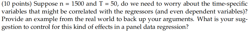 Consider the following linear panel data model Yit = | Chegg.com
