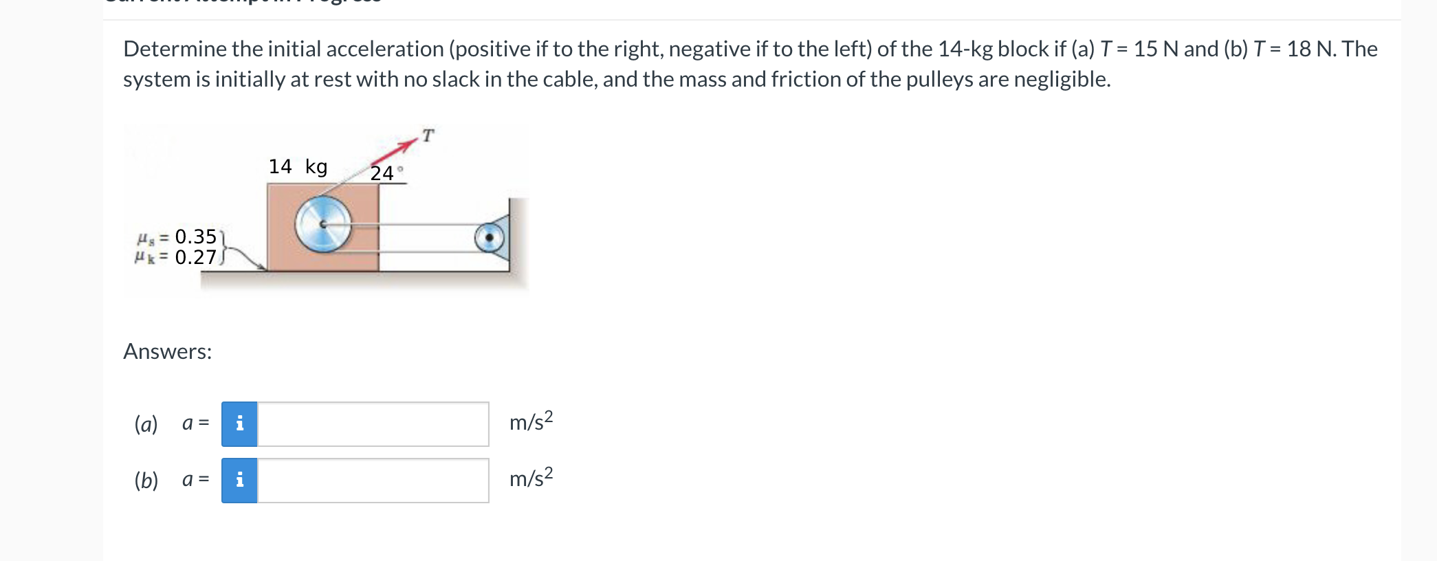Solved Determine the initial acceleration (positive if to | Chegg.com