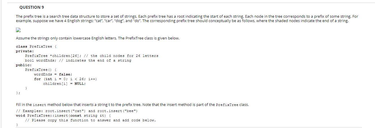 Solved root с d a o r g QUESTIONS The prefix tree is a | Chegg.com