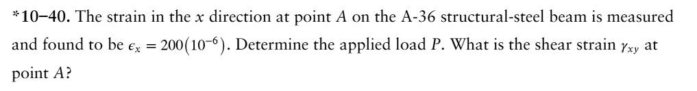 Solved *10-40. ﻿The strain in ﻿the x ﻿direction at ﻿point | Chegg.com