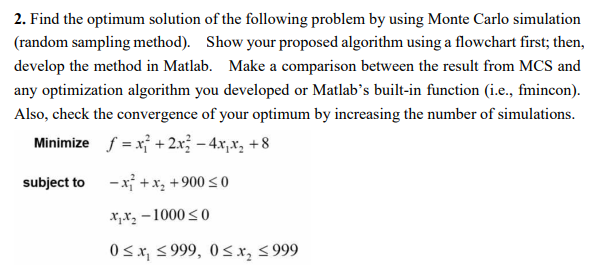 Solved 2. Find the optimum solution of the following problem | Chegg.com