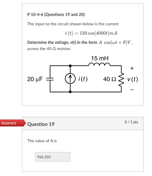 Solved P 10-4-6 (Questions 19 and 20) The input to the | Chegg.com