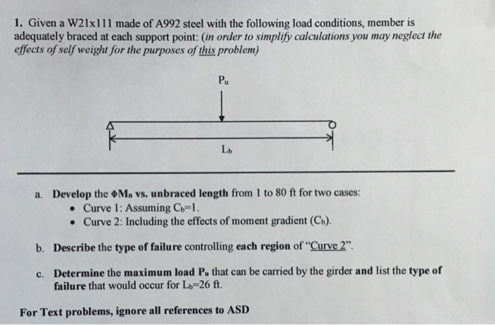 1. Given a W21x111 made of A992 steel with the | Chegg.com