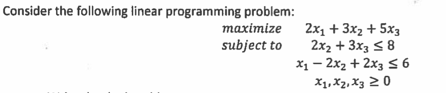 Solved Consider the following linear programming problem: | Chegg.com