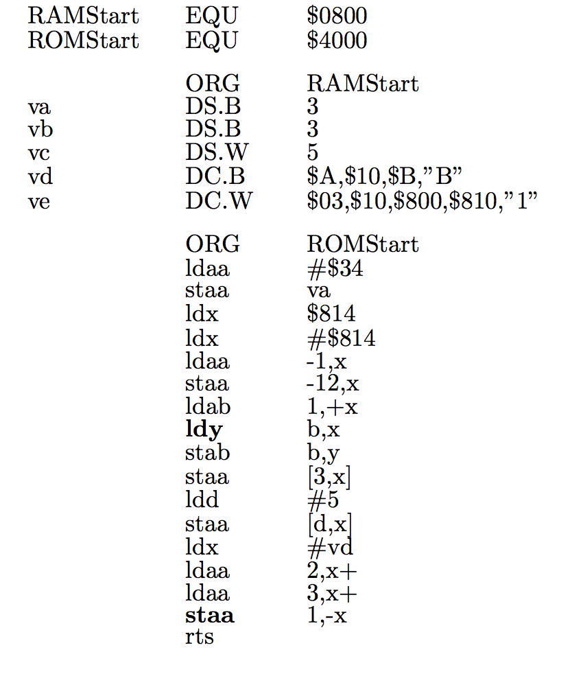 Give a brief description of what each instruction, | Chegg.com
