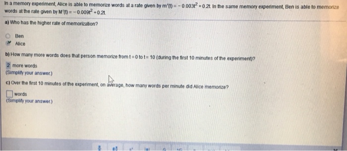 Solved In a memory experiment, Alice is able to memorize | Chegg.com
