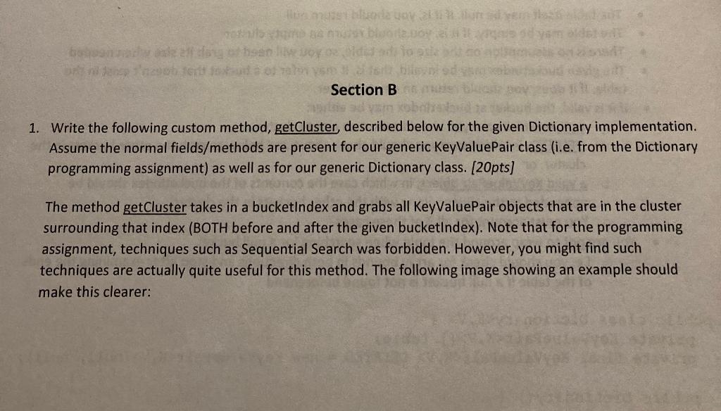 Solved 1. Write the following custom method, getCluster, | Chegg.com