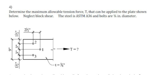 Solved 4) Determine the maximum allowable tension force, T, | Chegg.com