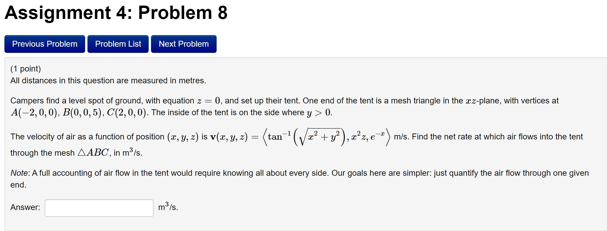 Solved Assignment 4 Problem 8 Previous Problem Problem List 6375