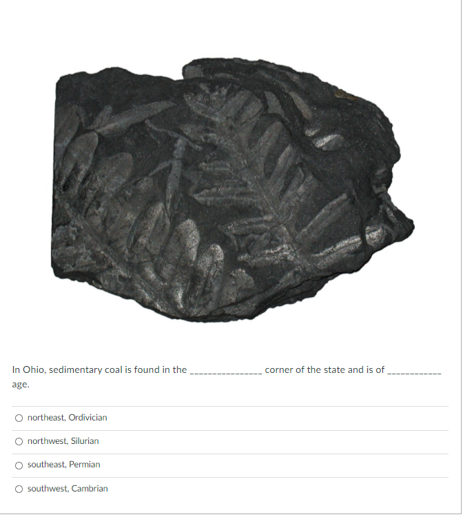 Solved corner of the state and is of In Ohio, sedimentary | Chegg.com