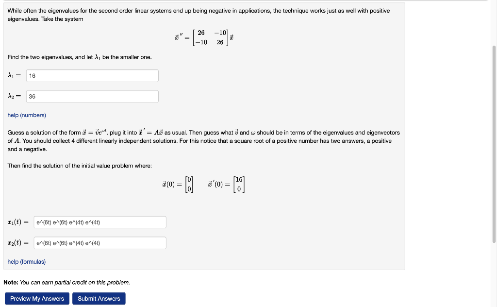 Solved While Often The Eigenvalues For The Second Order