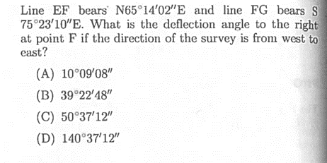 Solved Line EF bears N65^(@)14^(')02^('')E and line FG bears | Chegg.com