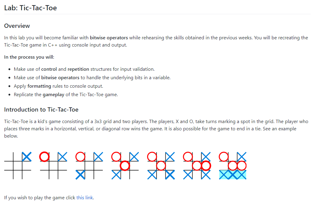 Solved Lab: Tic-Tac-Toe Overview In this lab you will become | Chegg.com